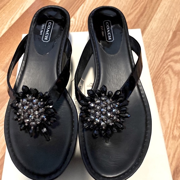 Coach | Shoes | Coach Platform Sandals Size 9m And Color Black Patent ...